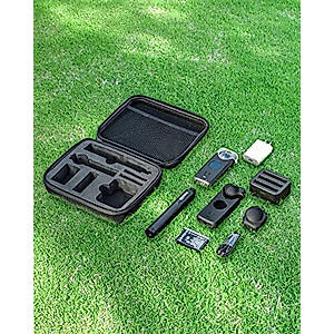 4in1 Carry Case for Insta360 One X2, Includes Lens Cap, Three Lens Guards and Black Rubber Sleeve Case and Lanyard, Compatible for Insta360 Bullet Time Handle