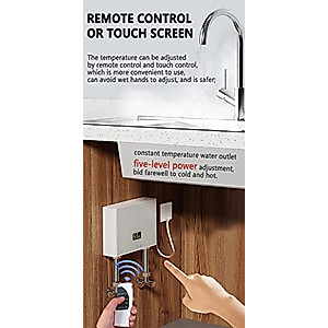 FMATOZ Mini Electric Tankless Water Heater 4000W 110V Constant Temperature Instant Hot Water Heater with Remote Control Digital Display On Demand Hot Water Heater for Home Kitchen Indoor