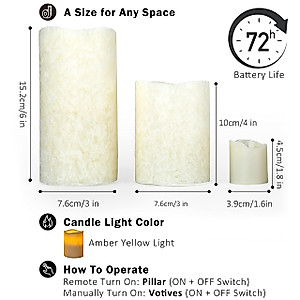 Furora LIGHTING Ivory Crystallized Real Wax Flickering Candles with Remote and Timer, 4 Pillars and 4 Votives Pack of 8 for Home Décor, Battery Included