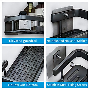 LYGJMYOK Black Kitchen Sink Caddy Sponge Holder, Stainless Steel Suction Cup Kitchen Sink Organizer With Dishcloth Rack, No Drill Rustproof Soon Clean Kitchen Sink Caddy Removable Drain Tray