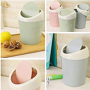 Yu2d Trumpet Desktops Mini Creative Covered Kitchen Living Room Trash Can （Light Blue）