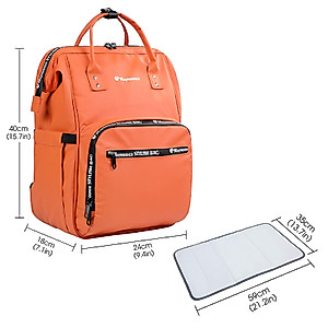 Baby Diaper Bag Backpack, Multi-Function Waterproof Travel Back pack Nappy Bags for Women Baby include Insulated Pocket, Changing Pad, Stroller Straps and Elastic Luggage Strap for Travel Orange