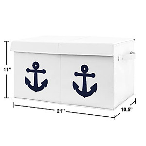 Sweet Jojo Designs Nautical Anchor Boy Girl Small Fabric Toy Bin Storage Box Chest For Baby Nursery Kid Room - Navy Blue White Ocean Sailboat Sea Marine Sailor Gender Neutral Anchors Away Collection
