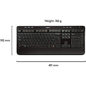 Logitech MK520 Wireless Keyboard and Wireless Mouse Combo — Full Size Keyboard and Mouse Long Battery Life Secure 2.4GHz Connectivity Black