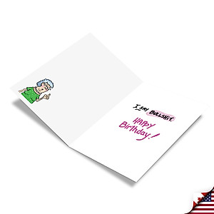 NobleWorks - 1 Funny Women's Birthday Card with Envelope - Cartoon Humor, Stationery Bday Celebration Card for Wife, Women - Lines and Wrinkles C9319BDG