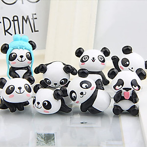Cemtetnech panda cake topper set cute panda figures Cute Panda Characters Toys Mini Figure Collection Playset for panda theme party supplies（13pcs）