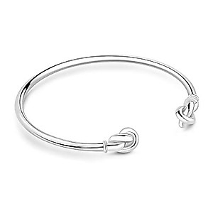 GNOCE "Fall in Love 925 Sterling Silver Bangle Double Knot Design Basic Bracelet for Women (6.7)