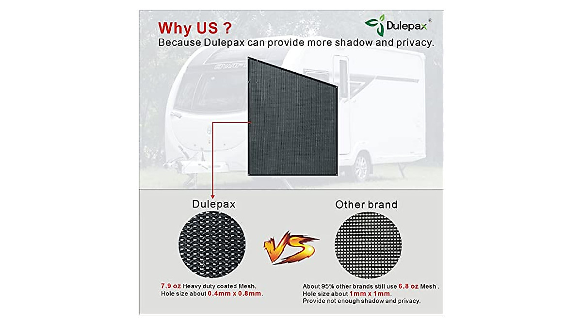 Dulepax RV Awning Side Shade - Privacy and UV Protection