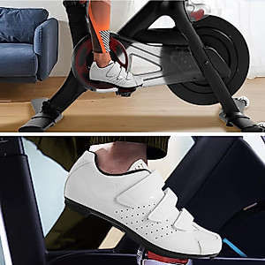 Peloton Shoes Size 15 Mens Womens - SPD and Delta Compatible Cycling Shoes - Indoor Outdoor Cycle Riding Bike Shoes with Spin Cleats - White 15