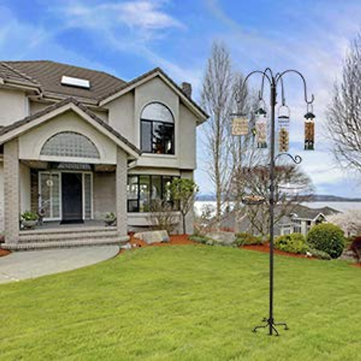 ERYTLLY Bird Feeding Station Kit Bird Feeder Pole Wild Bird Feeder Hanging Kit Planter Hanger Multi Feeder Hanging with Metal Suet Feeder Bird Bath for Attracting Wild Birds