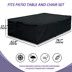 420D Square Patio Furniture Covers, Patio Sofa Cover, Outdoor Furniture Cover, Outdoor Sofa Couch Chair Table Sectional Cover with Attachment Strap, Air Vent, Handle (Rectangle 78.7x63x27.5in)