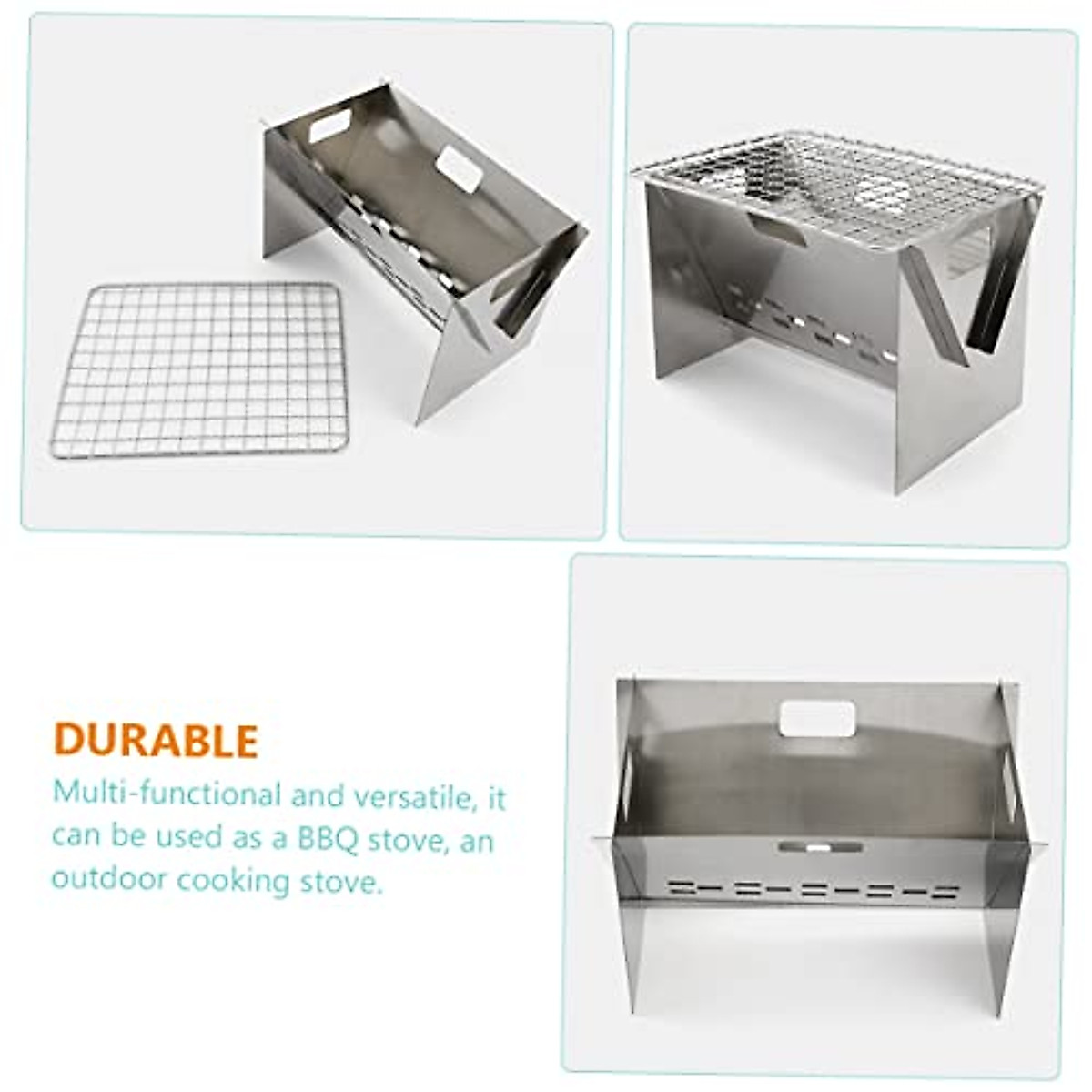 MARMERDO Folding Grill Outdoor Griddle Grill Small Charcoal Grill Mini Bbq Grill Portable Camping Stove Camping Grills Racks Portable Charcoal Grill Barbecue Grill Bbq Tool Silver