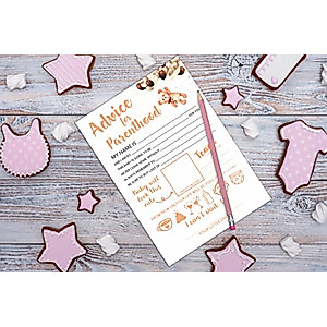 Baby Predictions & Advice Baby Shower, Teddy Bear Neutral Newborn Guessing Game, New Parent Message Advice Book Mommy Daddy to Be Keepsake Party Favor Supplies Decoration -30 Game Cards(bb009-yx17)