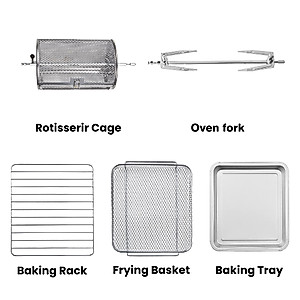 COMFEE' Retro Air Fry Toaster Oven, 7-in-1, 1500W, 19QT Capacity, 6 Slice, Rotisseries, Warm, Broil, Toast, Convection Bake, Black, Perfect for Countertop