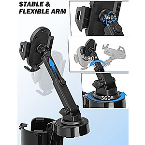 JoyTutus Car Cup Holder with Cellphone Mount, Large Cup Holder Expander Adapter Compatible with 18-40oz Hydro Flask, YETI, Nalgene Bottles & Mugs, Phone Mount for Car with 360° Rotation(1 Pack)