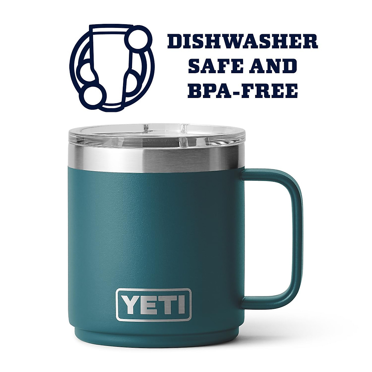 YETI Rambler 10 oz Stackable Mug, Vacuum Insulated, Stainless Steel with MagSlider Lid, Agave Teal