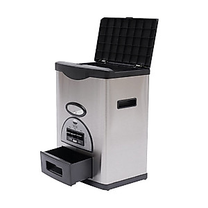 HAPPCUCOE Auto Rice Dispenser,Grain Dispenser Storage Box,Large Capacity Stainless Steel Rice Storage Container for Kitchen,Dining Room (Black)