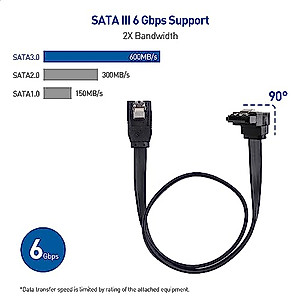Cable Matters 3-Pack 6 Gbps Right Angle SATA Cables - 18 Inches, 90 Degree SATA 3 Cable for SSD & HDD, Black