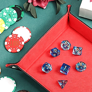 EBOOT 7-Die Polyhedral Dice Compatible with DND Dice Set Dungeons and Dragons with Black Pouch (Transparent Blue)