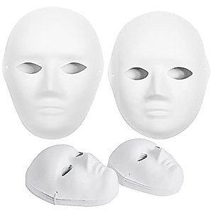CALPALMY 14 Pack 2 Sizes Paper Mache Masks - Create Artistic Craft Projects from Wall Decorations to Theater and Halloween Costumes; Party, Masquerade Parties and Classroom Art White