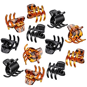 12 Hair Claw Clips, Medium Size 1.3 Inch Jaw Grips for Women with Thick or Medium Hair (Black and Brown)