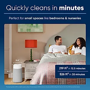 BLUEAIR Air Purifiers for Small Rooms, Bedroom, Cleans 1,052 sqft in one hour, HEPASilent Smart Air Cleaner for Home, Pets Allergies, Virus, Dust, Mold, Smoke - Blue Pure 411a Max