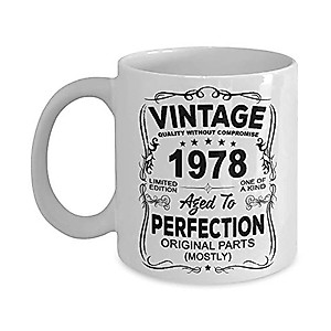 Tesy Home 45th Birthday White Mugs For Him Her Men Women |Gifts For 45 Years Old Bday Party For Boys Girls Couple | 1978 Funny 11oz Coffee Cup Presents For Husband Wife | 1978 Vintage Mug