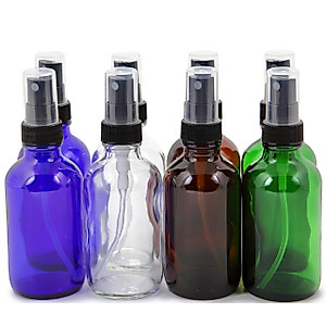 Vivaplex, 12, Assorted Colors, 1 oz Glass Bottles, with Black Fine Mist Sprayers