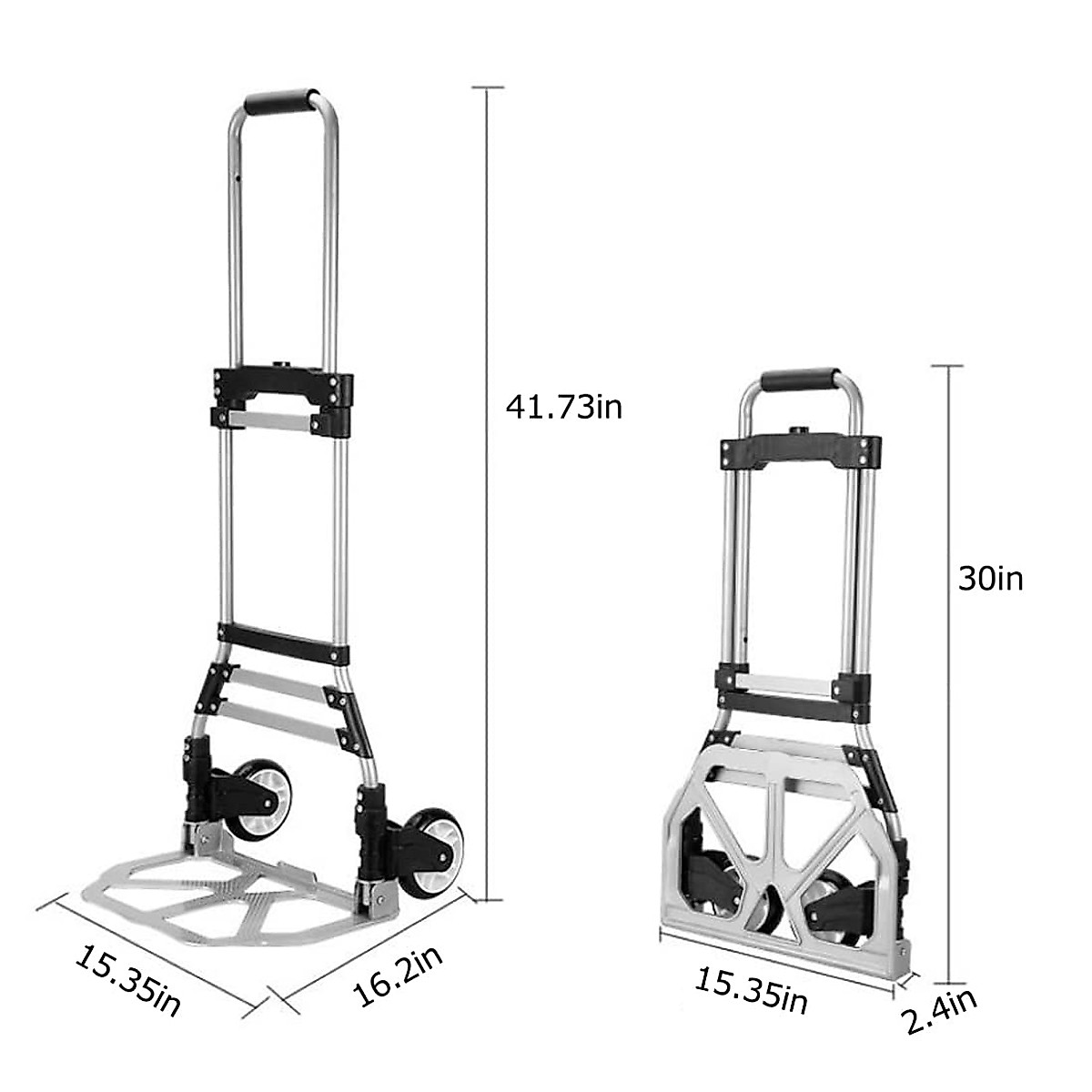 Heavy Duty Folding Hand Truck Dolly Cart Luggage Cart with 2 Elastic Ropes Telescoping Handle Handing Truck for Luggage Moving Travel Shopping Office Use (132 Lb 2 Wheels)