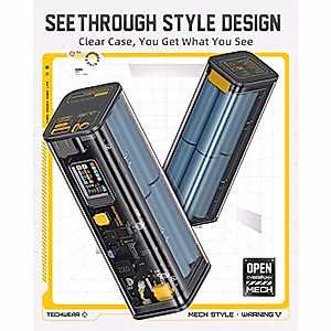 Shargeek Portable Charger, Storm 2 100W 25600mAh Laptop Power Bank, World's First See Through Battery Pack with IPS Screen, DC & 2 USB C & USB Ports for MacBook Pro/Dell XPS, iPad/iPhone 13 and More