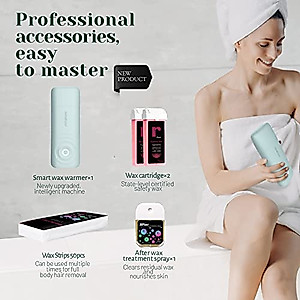 Waxfans Roll on Wax Kit for Hair Removal,Wax Warmer for Hair Removal，at Home Waxing Kit for Women，Wax RollerKit，Wax Kit for Full Body,Rose Wax Roller