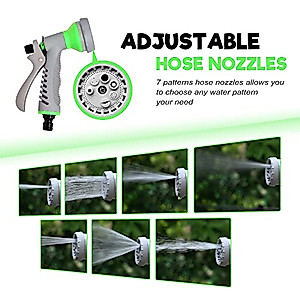 Sharellon Retractable Garden Hose Reel, Mini 50 FT Portable Garden Hose Reel, Heavy Duty Wall Mounted Hose Reel with 7 Patterns Spray Nozzle for Watering Flowers, Car Washing, Cleaning (Green)