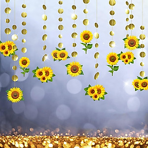 Cheerland Sunflower Party Decorations Artificial Sunflowers Garland Banners Hanging Streamers Home Decor for Wedding Bridal Shower Classroom Office Sun Flower Birthday Party Decorations- Pack of 12