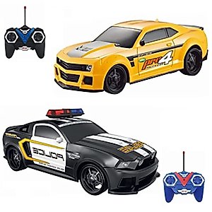 RC Remote Control Police Chase Fun | Pack of 2 Upgraded Version Radio Control Racing Car & Police Car | Easy to Operate, One Frequency Per Car - Two Players Can Play Together