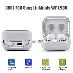 KOREDA AW5 Grey Case for Sony LinkBuds WF-L900, Classic Game Console Design, Silicone Cover with Keychain