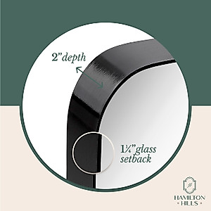 Hamilton Hills 16x24 inch Metal Black Frame Mirror for Bathroom | Brushed Rectangular Rounded Corner Vanity | 2" Deep Set Design Small Wall Mirrors Decorative | Hangs Horizontal and Vertical
