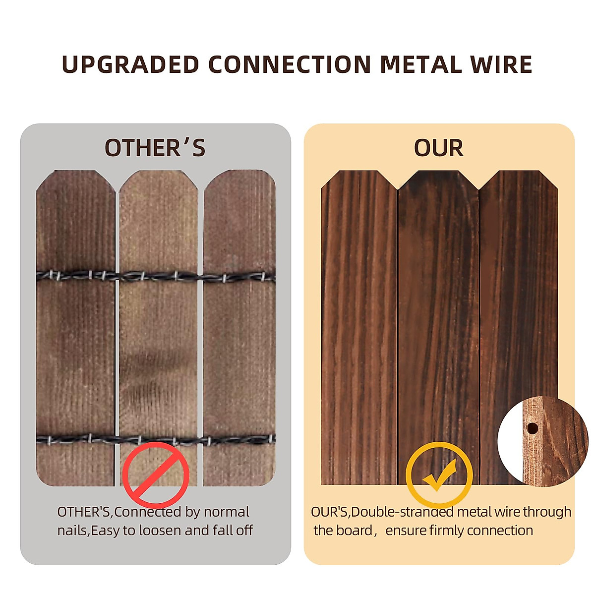 LINSHRY Wood Garden Edging Border, 2 Pack 7.9 in H x 3.9 ft L. Wooden Garden Fence Border for Decorative Landscape Border Edging, Courtyards Planting Fence Tree Fences(Total 7.8ft Length), RXZER03