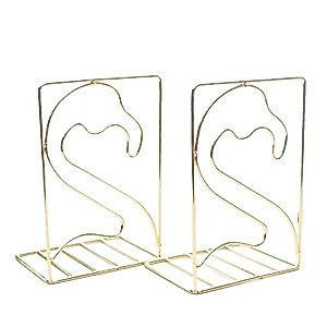 Book Ends Metal Bookends Flamingo Book Stoppers for Home Office Creative Book Shelf Decor Bookends (Color : OneColor, Size : 20 * 10 * 13.4cm)