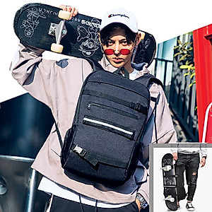 Simbow Skateboard Backpack, Laptop Backpack Rucksack w/ USB Charging Port,Anti-Theft Lock,Water Resistant,Fits up to 15.6-17Inch Laptop, for College School Business Travel Men Boy