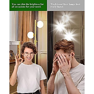 bulbeats Dimmable Gold Floor Lamp, Globe Standing Lamp for Living Room with 2PCS 3000K G9 Bulbs, Frosted Shades, Mid Century Modern Tall Lamps for Bedroom Office Home Decor