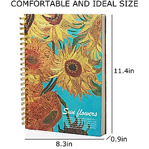 Van Gogh Aesthetic Art Large A4 Sketchbook Hard Cover Spiral Bound Mixed Media Thick Paper, Artist Sketch Book for Drawing Notebook for Kids Adults