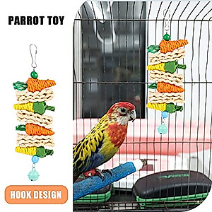 LUOZZY Bird Toys for Parakeets Funny Bird Chew Toys Wooden Natural Corn Carrot Bird Parrot Foraging Hanging Toys for Small Parrots Parakeets Conures Cockatiels