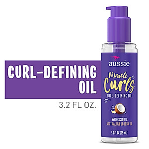 Aussie Miracle Curls Curl-Defining Oil Hair Treatment With Australian Jojoba Oil 3.2 Fl oz, 0.925 Fl oz