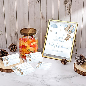 noxozoqm We Can Bearly Wait Baby Shower Games Guess How Many Bear Game Sign and String Card for 50 Guests for Boys Baby Shower (Blue)