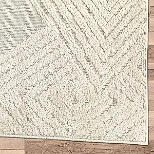 Antep Rugs Palafito 8x10 Geometric Shag Diamond High-Low Pile Textured Indoor Area Rug (Beige, 7'10" x 10')