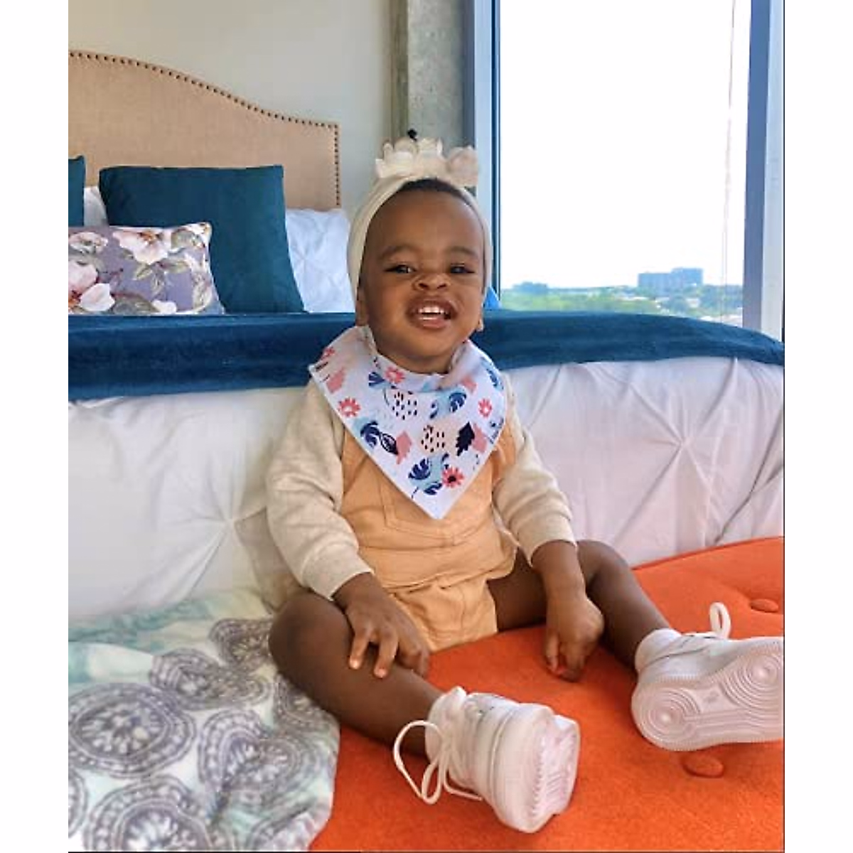 Diaper Squad 100% Organic Cotton Floral 10-Pack Baby Girl Drool Bandana Bibs Pink for Girls