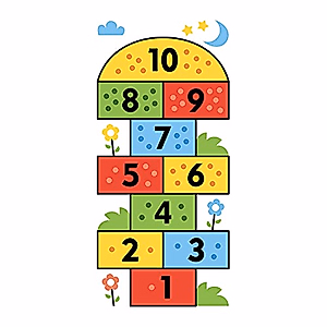 HUANLE Kids DIY Lattice Floor Sticker Hopscotch Footprint Room Decor Number Brain Games Sticker Digital Pathway Art Floor Tile Decals Puzzle Games Party Social Decor for Baby Room Classroom Nursery (Hopscotch H)