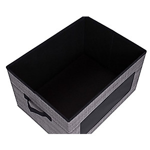 Internet's Best Storage Box with Window - Durable Storage Bin Basket Containers with Lids and Handles - Clothes Nursery Toys Organizer - Grey