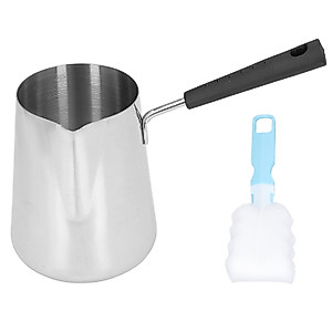 Turkish Coffee Pot, Butter Warmer Mini Stainless Steel Coffee Heating Melting Pot 1000ml with Spout for Home Cafe
