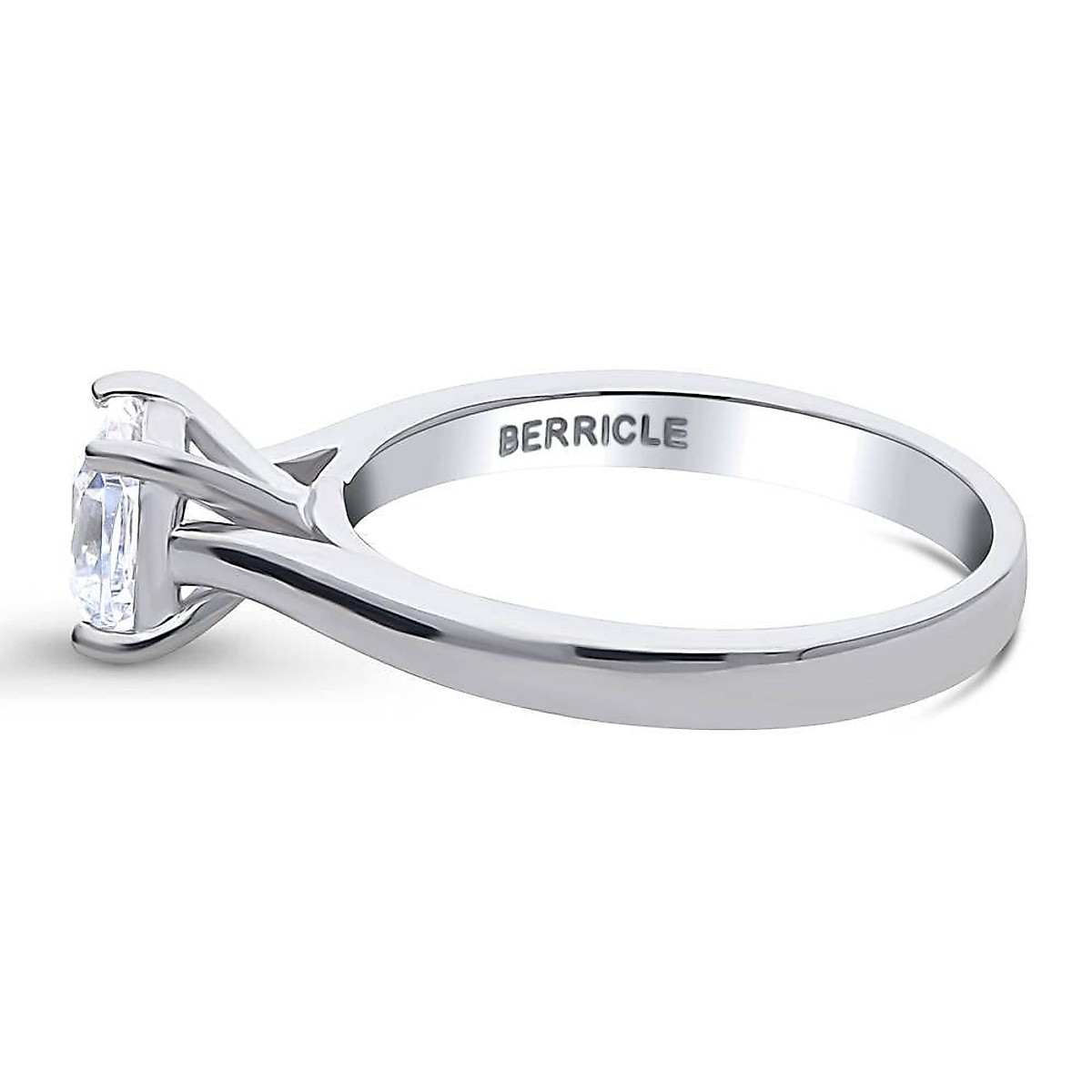 BERRICLE Sterling Silver Solitaire Wedding Engagement Rings 1.25 Carat Cushion Cut Cubic Zirconia CZ Promise Ring for Women, Rhodium Plated Size 9